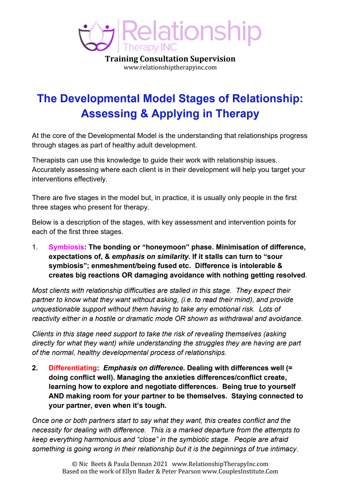 The Developmental Stages in your practice – Relationship Therapy Inc
